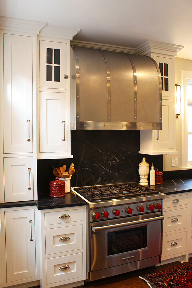 Industrial Red Farmhouse Kitchen in Oak Park - Farmhouse - Kitchen ...