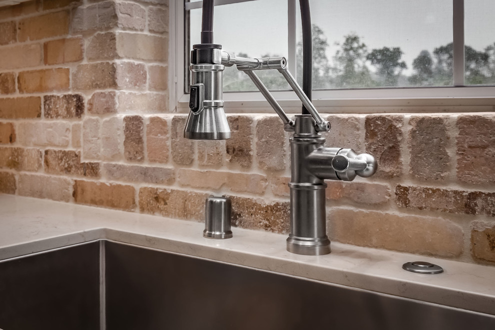 Industrial Style Faucet In Farmhouse Kitchen - Farmhouse - Kitchen ...