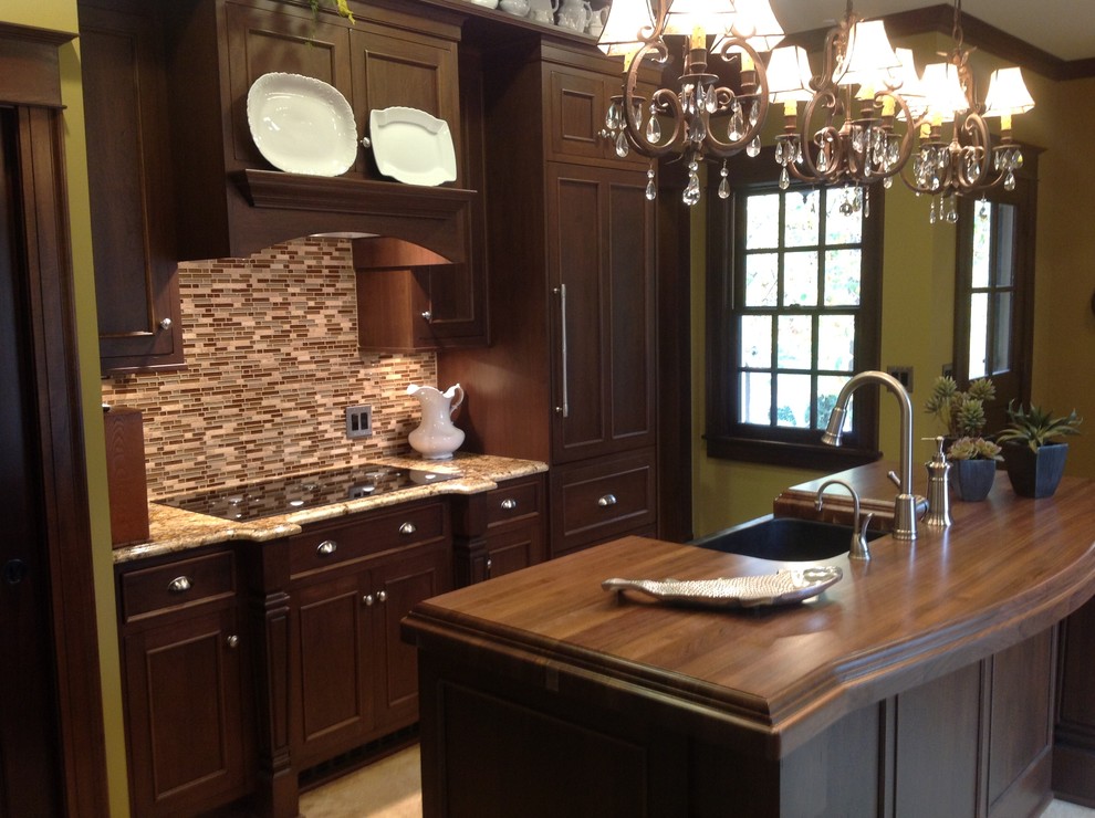 Inset walnut cabinets with wood top - Traditional - Kitchen - Kansas ...
