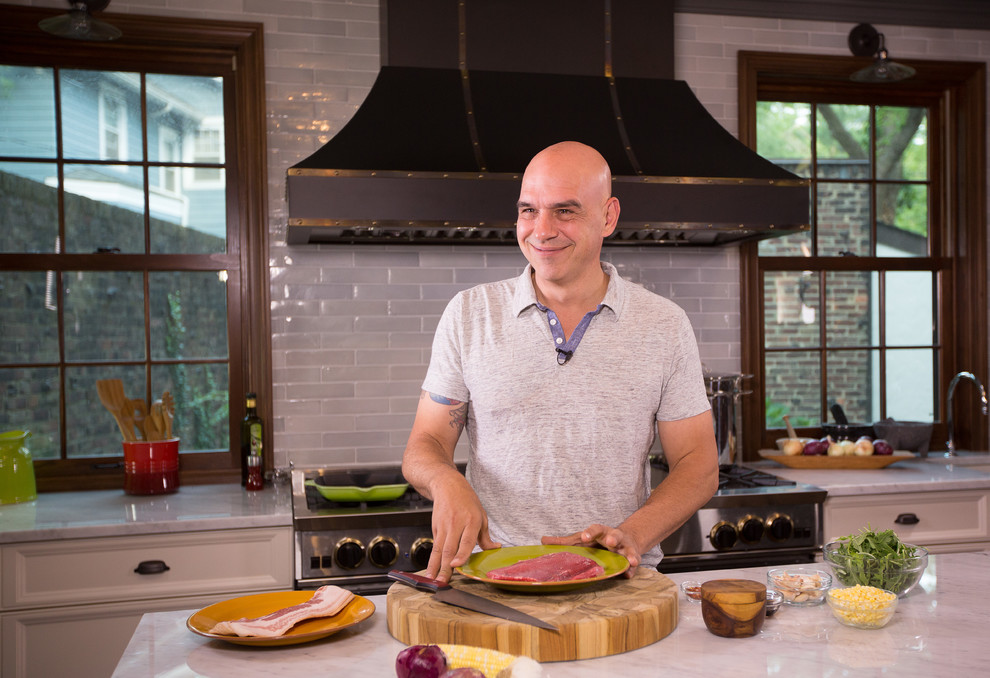 Iron Chef Micheal Symon's BlueStar kitchen featuring 60" French Top ...