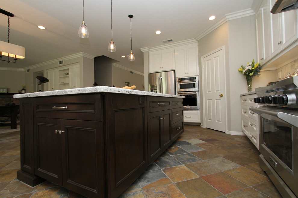 Irvine: White Kitchen with Built-in Desk - Kitchen - Orange County - by ...