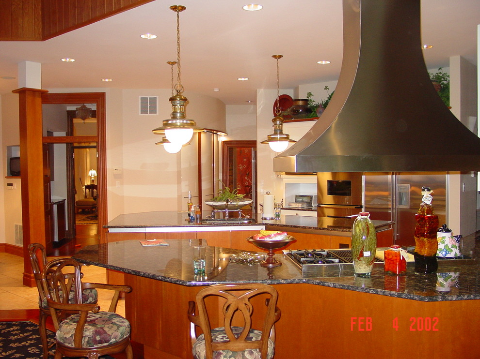 Island and Custom Wrapped Support Pole - Contemporary - Kitchen ...