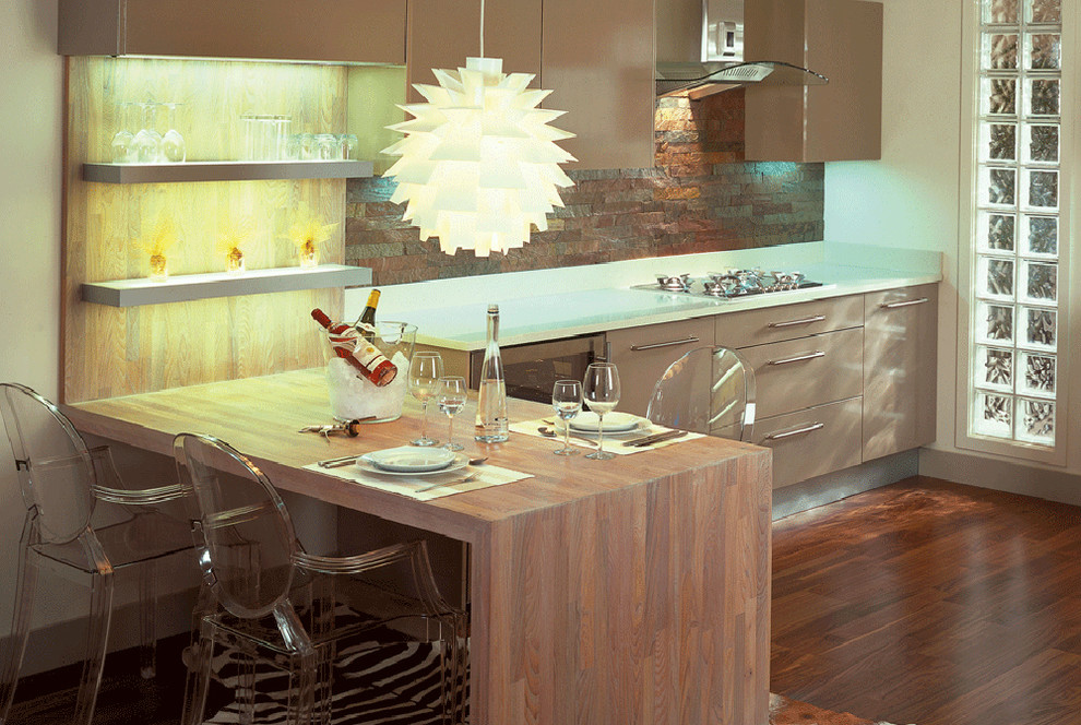 Island Stone copper quartztic slate strip cladding kitchen - Modern ...