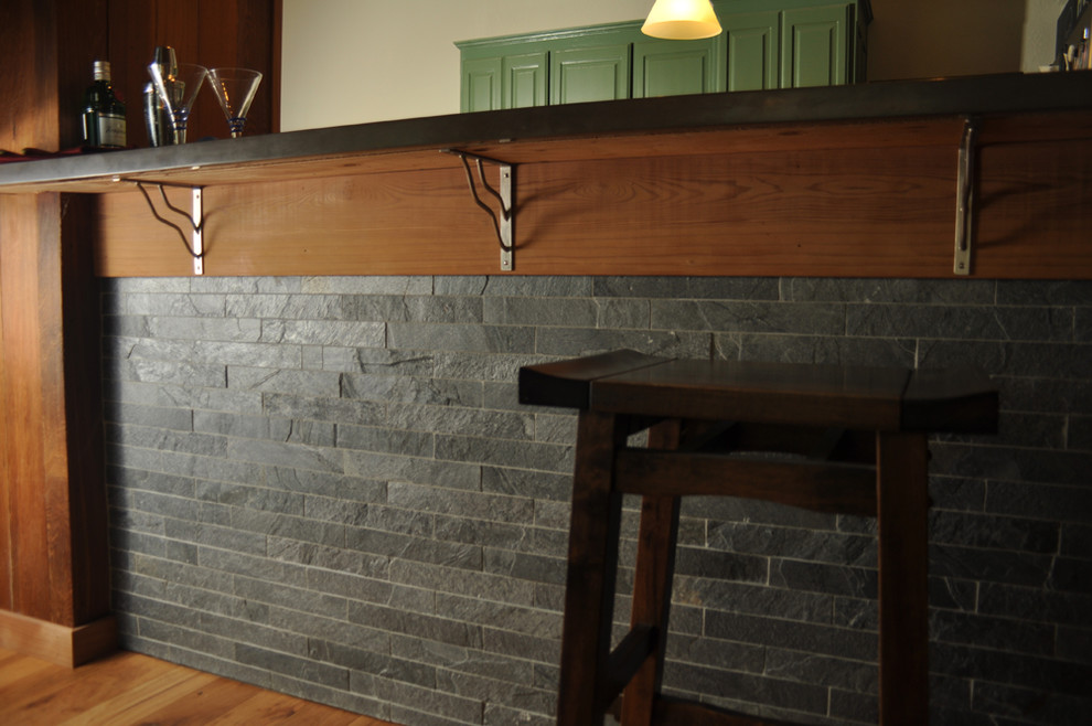 Island Stone Java Grey Kitchen with Silver quartzitic slate bar ...