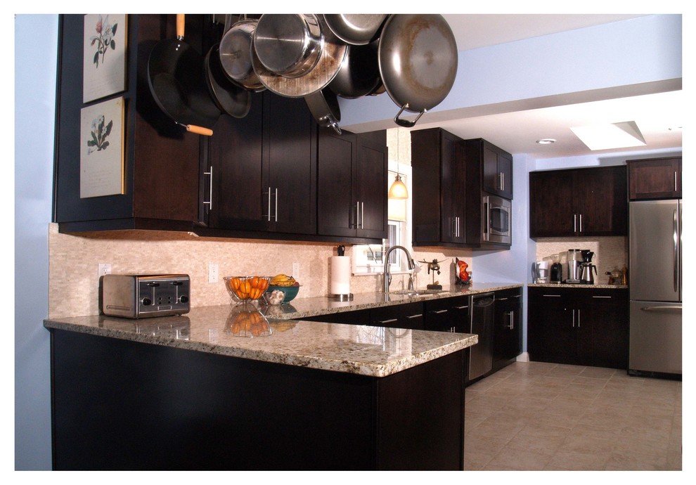 Java Brown Contemporary Kitchen With Custom Island in Arlington, VA ...