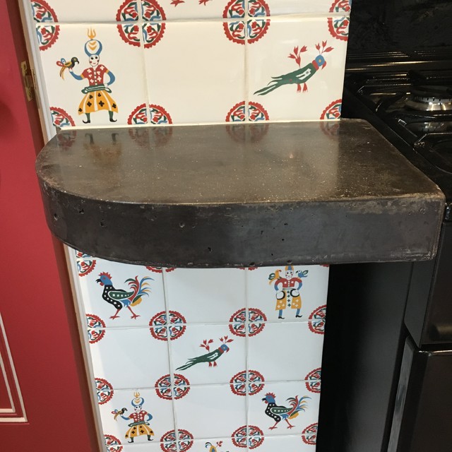 Kensal Green rustic polished concrete worktop pad with radius edge ...