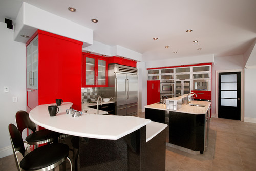 Red Kitchen Cabinets Extremely Hot Glossy and Matte Surfaces ...