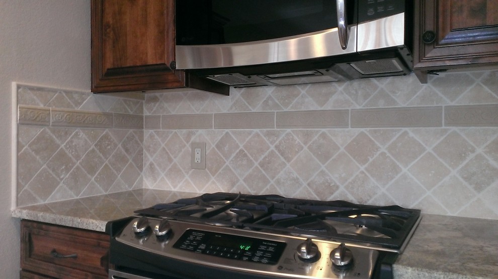 Kitchen - Back splash 4" x 4" Travertine Diagonal Layout - Traditional ...