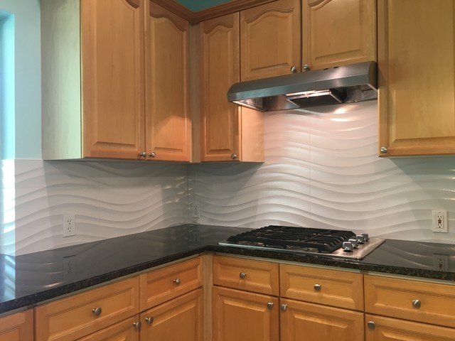 KITCHEN - Backsplash - Porcelanosa Qatar Nacar White Large Panel Wave ...