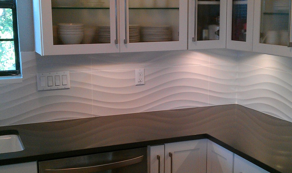 Kitchen Backsplash - Wave Panel Tile - Contemporary - Kitchen - Austin ...