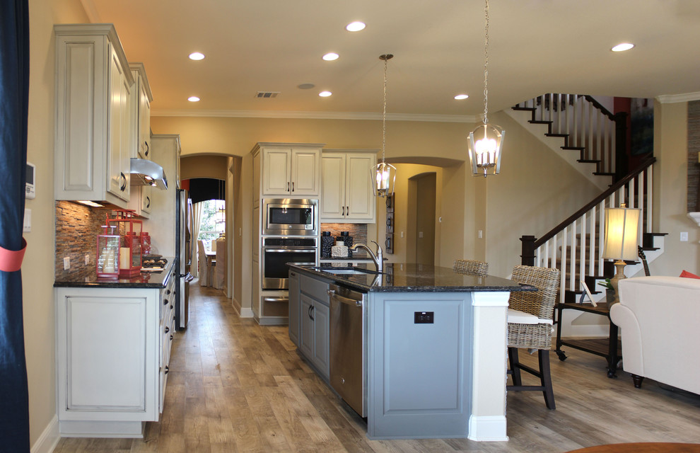 Kitchen cabinets in bone with black glaze - Traditional - Kitchen ...