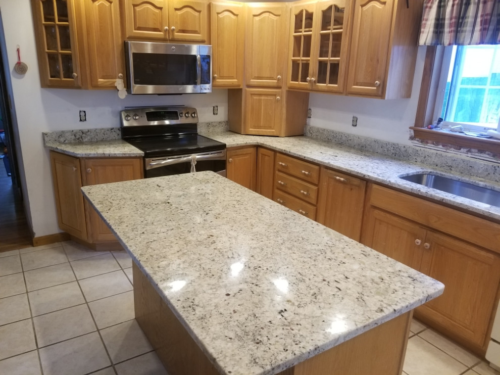 Kitchen Countertop in Snowfall Granite - Traditional - Kitchen - Boston ...