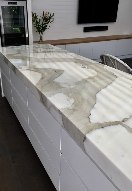 Kitchen Island Bench in Marble - Modern - Kitchen - Gold Coast - Tweed ...