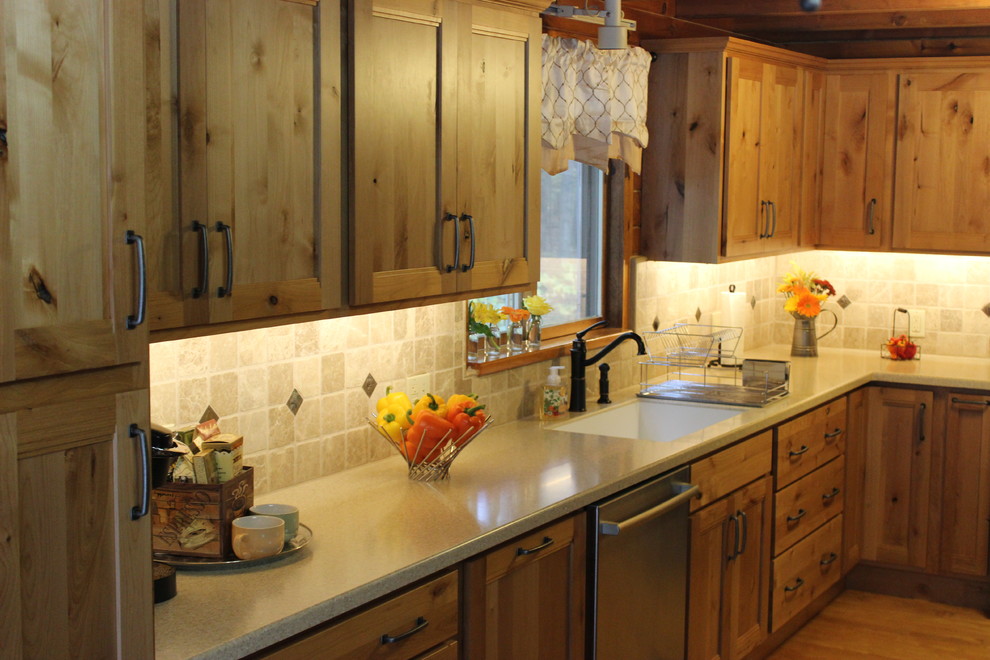 Kitchen LED Lighting Knotty Pine Cabinets - Craftsman - Kitchen ...