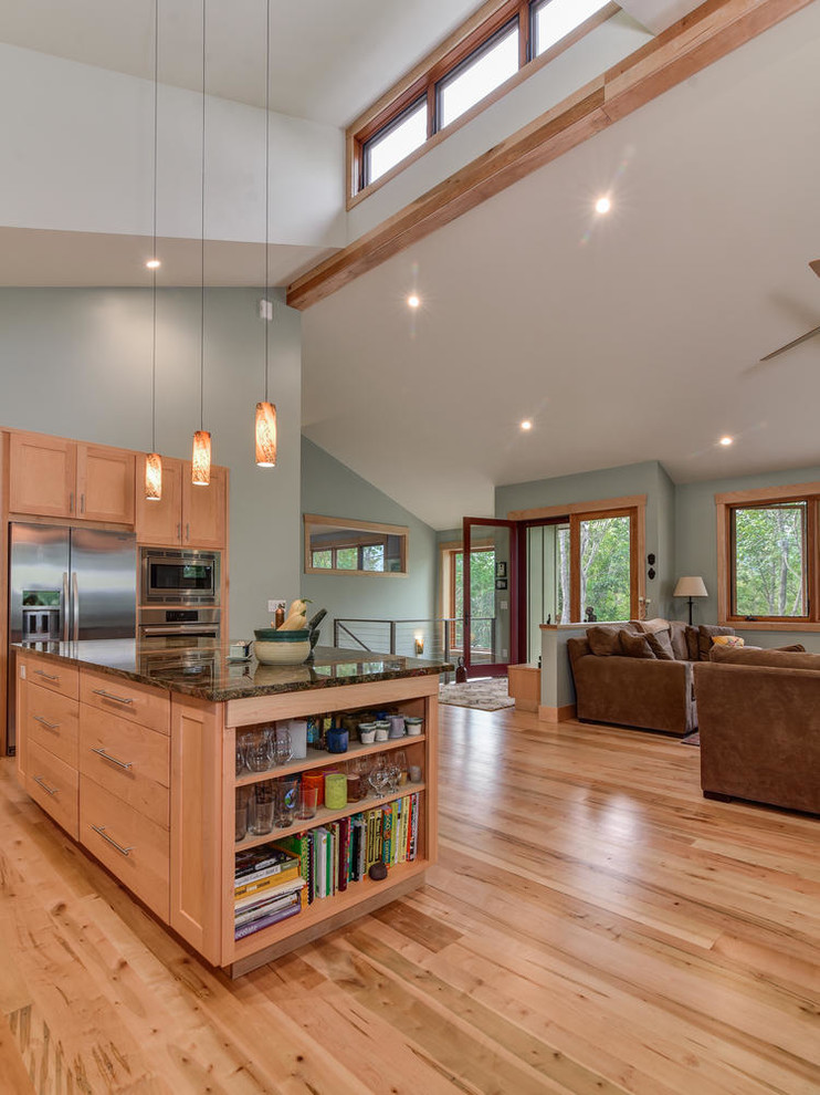 Kitchen looking towards entry and clerestory window - Modern - Kitchen ...