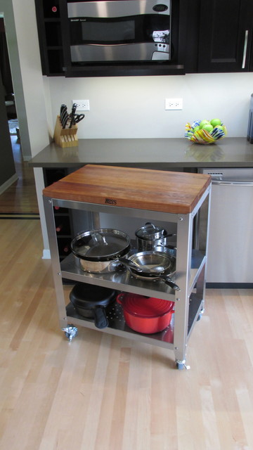 Kitchen Rolling Butcher Block - Contemporain - Cuisine - Chicago | Houzz
