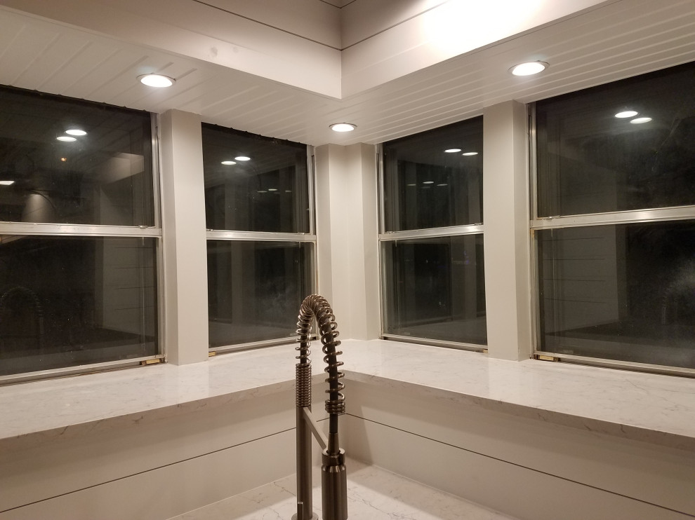 Kitchen Ship Lap with Open Pine Shelves - Modern - Kitchen - Houston ...