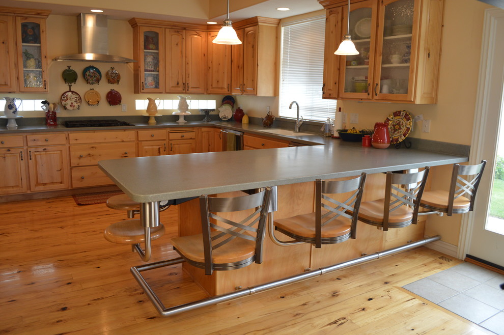 Kitchen Snack Bar Seating-METAL WITH WOOD SEATS - Contemporary ...