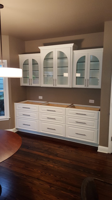 Kitchen Storage with Glass Display and Half-Round Arches - Contemporary ...
