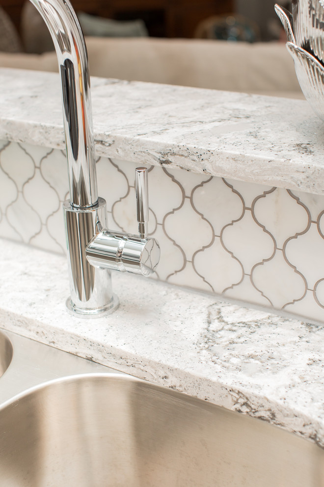 Kitchen | Two-Tone Cabinets | Cambria Quartz | Arabesque Marble ...