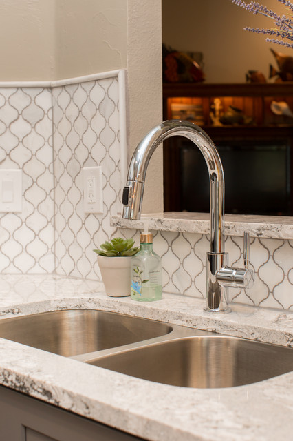 Kitchen | Two-Tone Cabinets | Cambria Quartz | Arabesque Marble ...