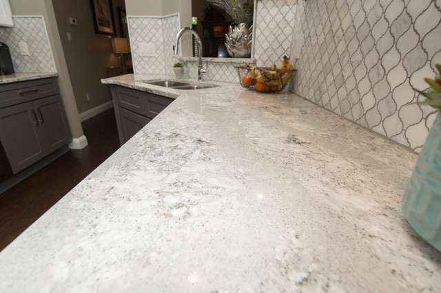 Kitchen | Two-Tone Cabinets | Cambria Quartz | Arabesque Marble ...