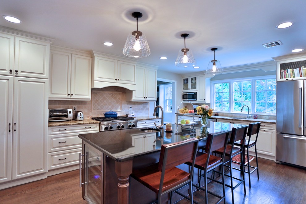 Kitchen with Dark Hardwood Floors - Transitional - Kitchen - New York ...