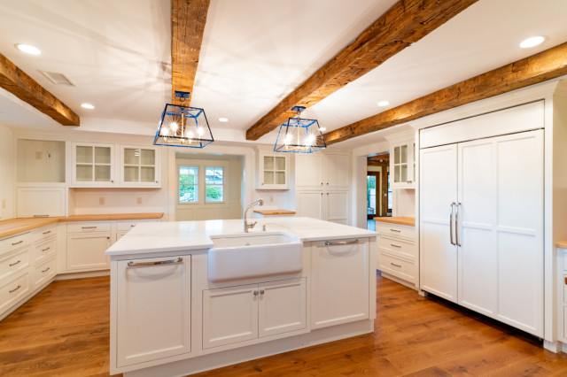 Kitchen with Exposed Barn Beams - Transitional - Kitchen - New York ...