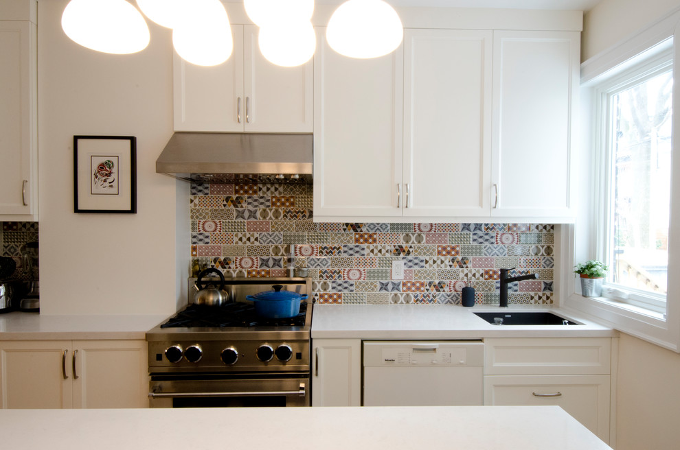 Kitchen with Funky Tile Backsplash - Transitional - Kitchen - Toronto ...