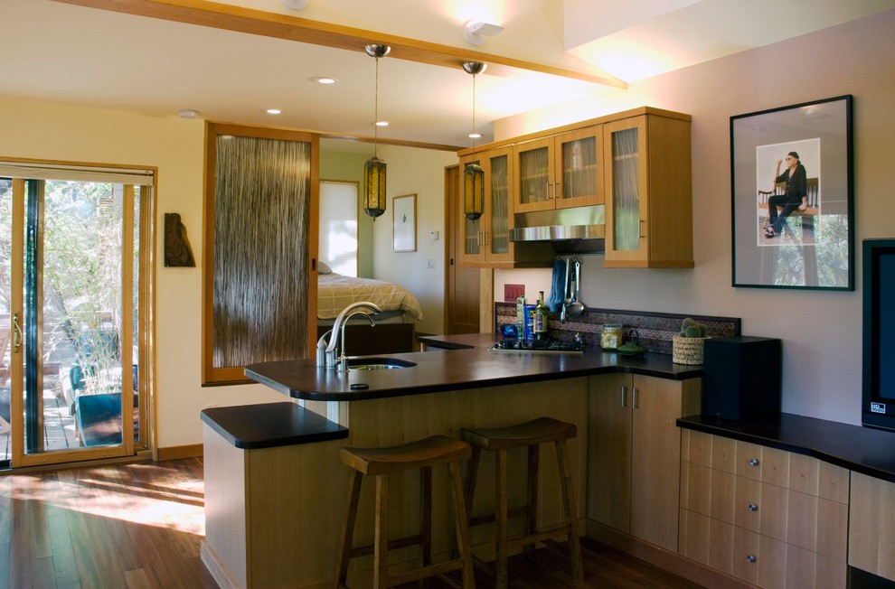 Kitchenette with bedroom beyond - Contemporary - Kitchen - San ...