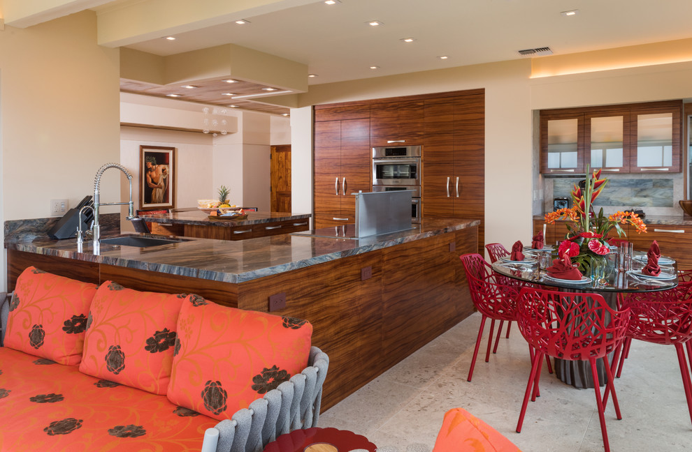 Koa Kitchen in Artistic Wailea Oceanview Remodel - Tropical - Kitchen ...