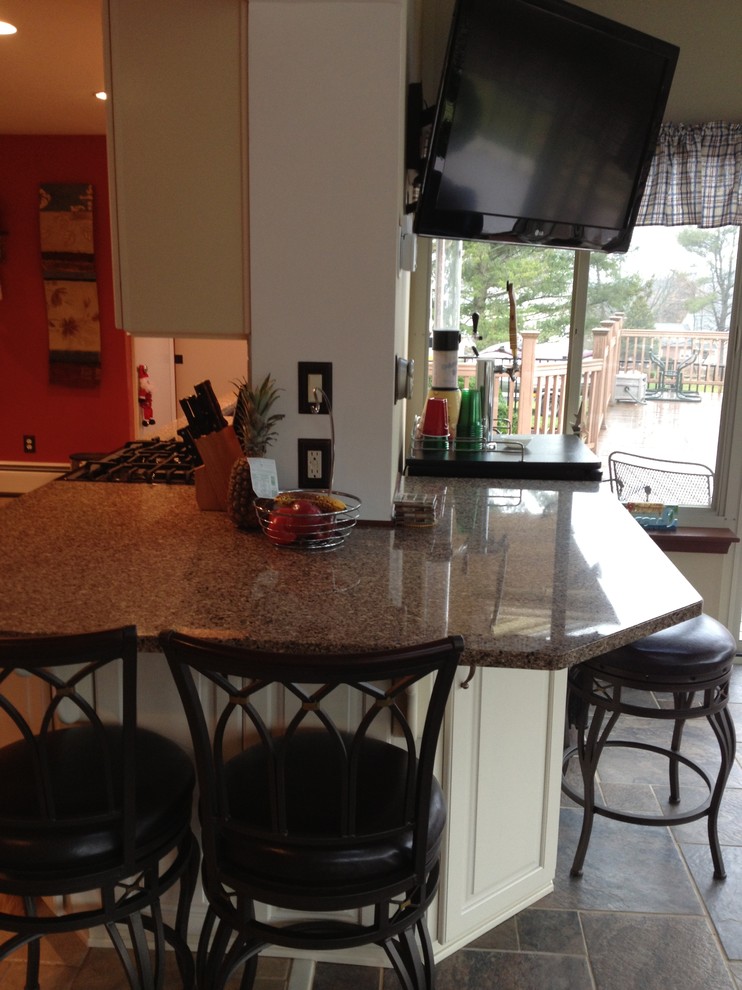 KraftMaid Canvas Painted Kitchen Cabinets with Quartz Countertop ...