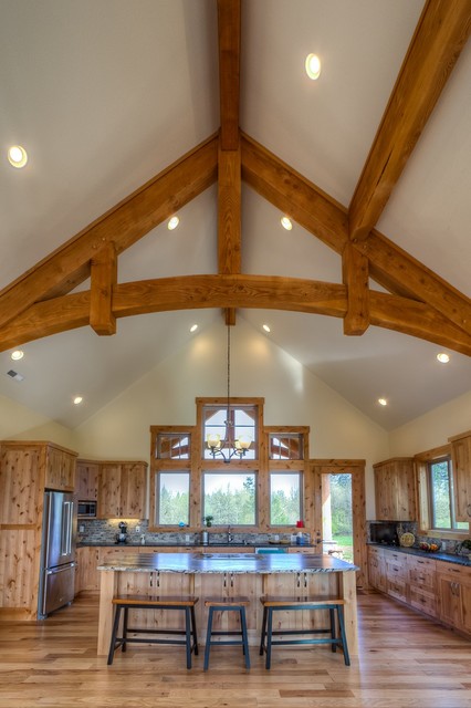 La Center Timber Framing Dream Home - Montagne - Cuisine - Portland ...