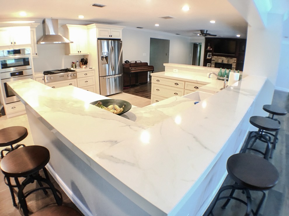 Large Format Tile Kitchen - Contemporary - Kitchen - Orlando - by ...