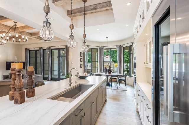 Large Traditional Kitchen with White Cabinets - Traditional - Kitchen ...