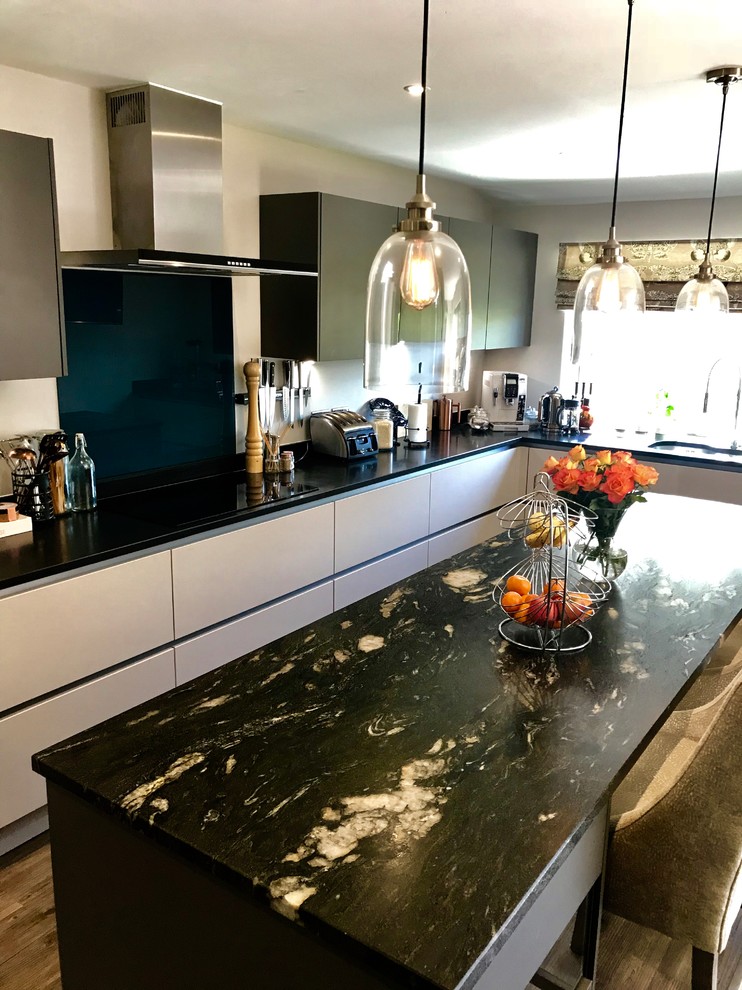 Laser Satin Grey and Mineral Grey Two Tone Handless Kitchen ...