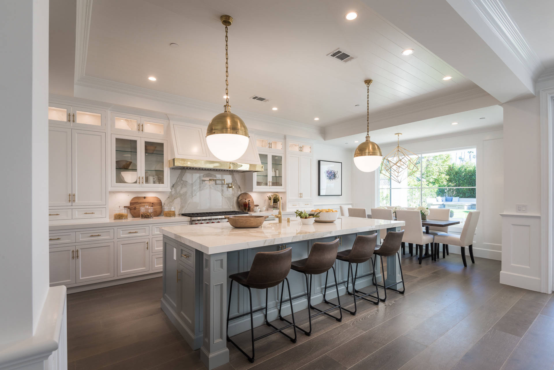 Grey kitchen with gold accents store