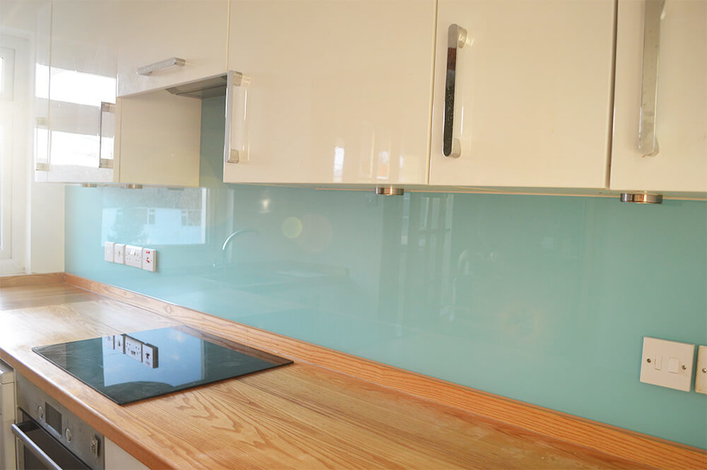 Light Blue Plain Colour Glass Splashback - Modern - Kitchen ...