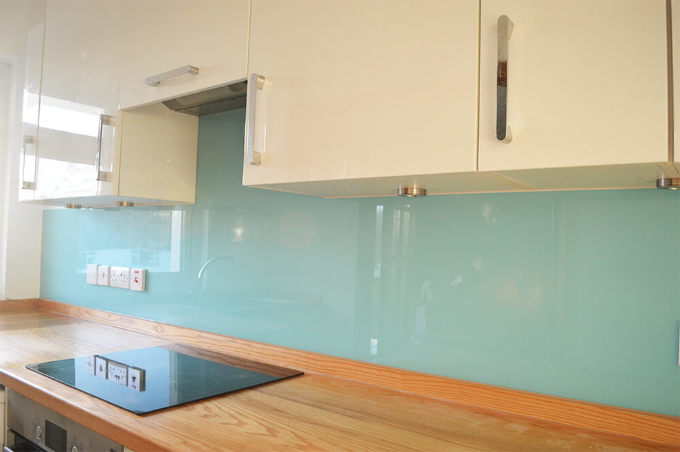 Light Blue Plain Colour Glass Splashback - Modern - Kitchen ...