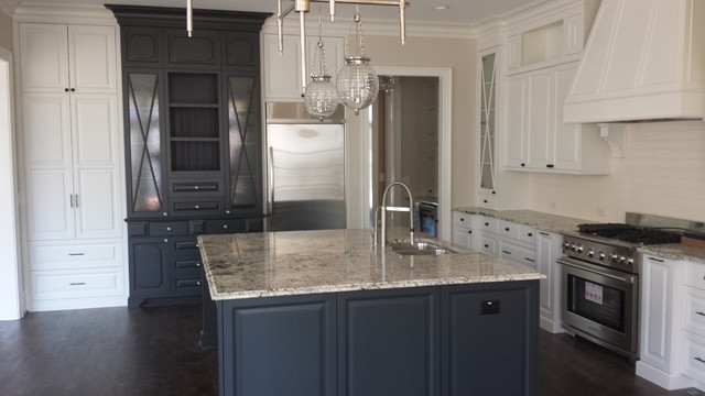 Light Granite Kitchen With Two Toned Cabinets - Overview Shot ...