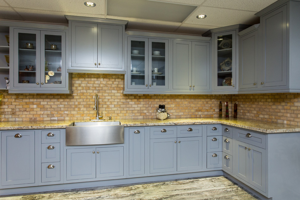 Light Gray Shaker Style Inset Cabinets - Country - Kitchen - Los ...