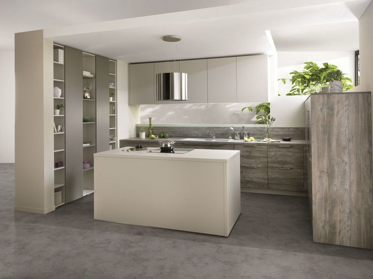 Light grey and wood effect Schmidt kitchen - Modern - Kitchen - London ...