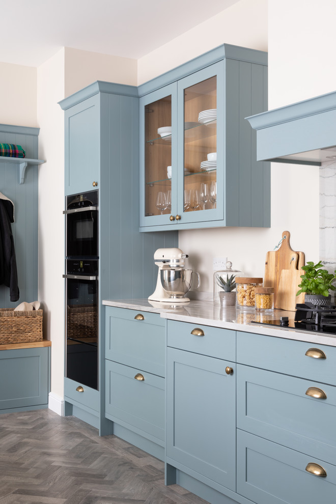 Light Teal Skinny Shaker Kitchen - Traditional - Kitchen - West ...