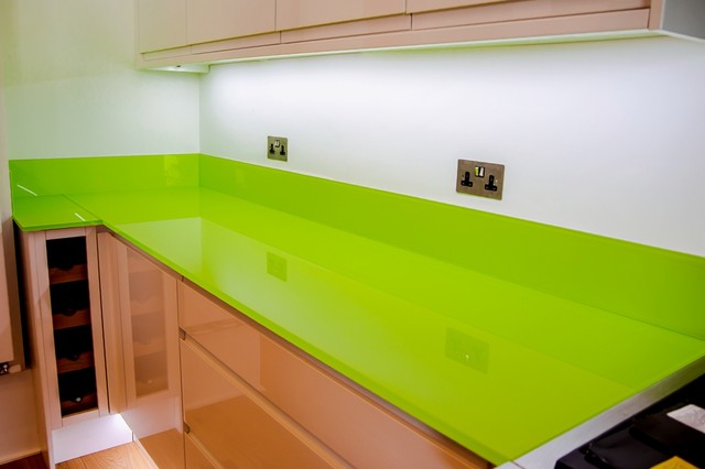 "LIME GREEN" Toughened Glass Kitchen Worktop and Island - Modern ...