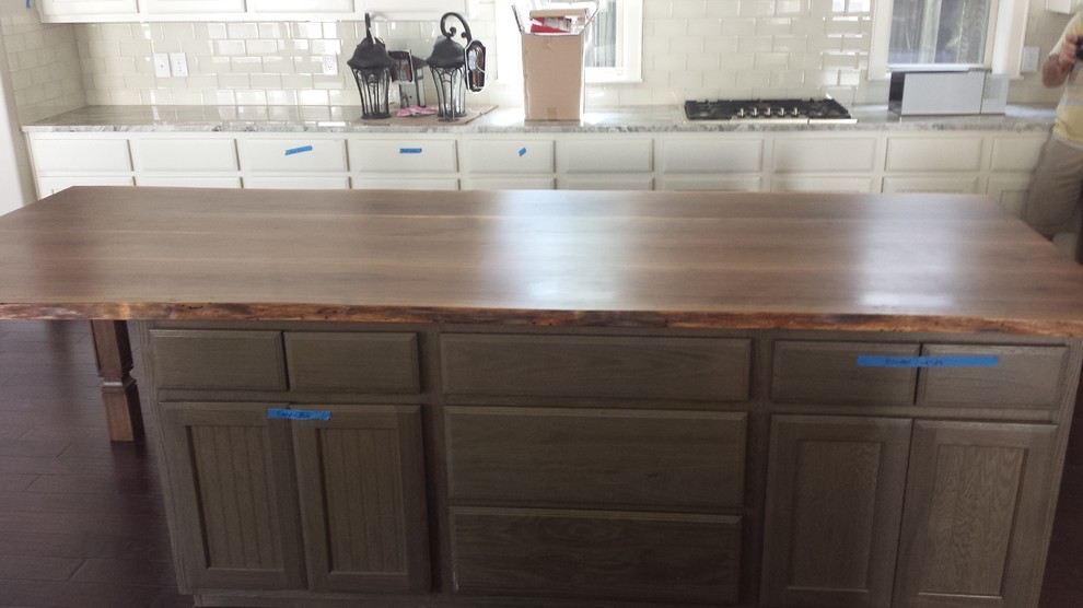 Live Edge Walnut Kitchen Island Countertop - Craftsman - Kitchen ...