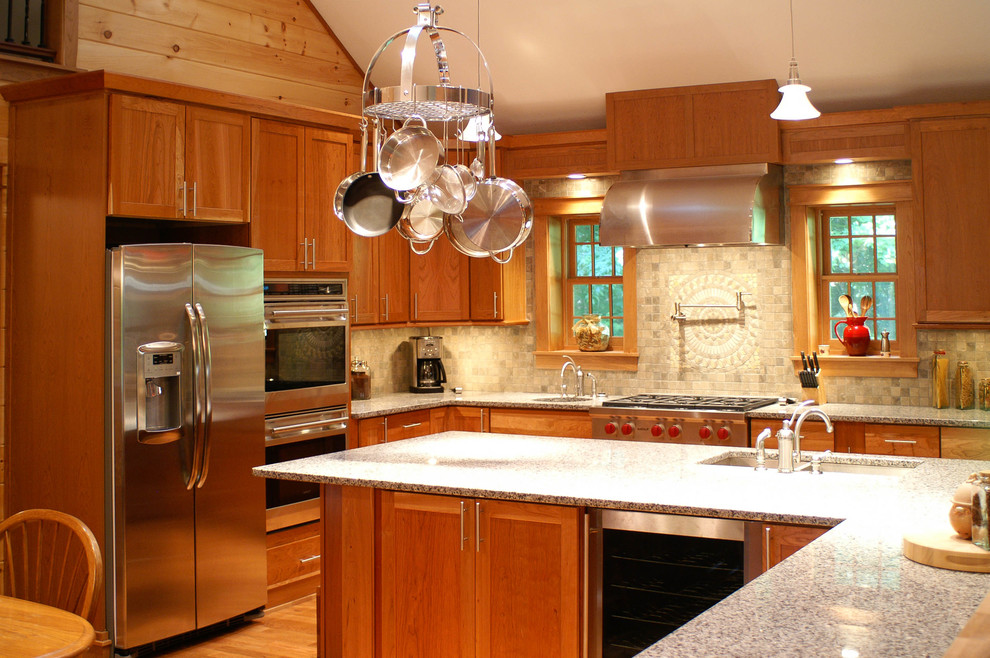 Log Timber Frame Home - Rustic - Kitchen - New York - by 2B ...