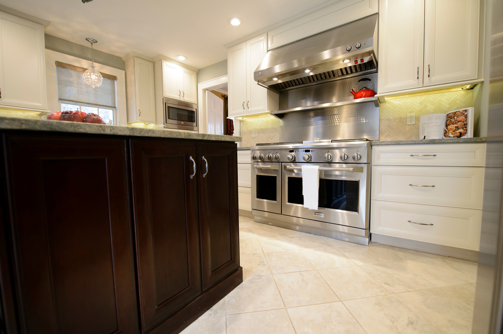 Longmeadow Green and Beige Kitchen - Transitional - Kitchen - Boston ...
