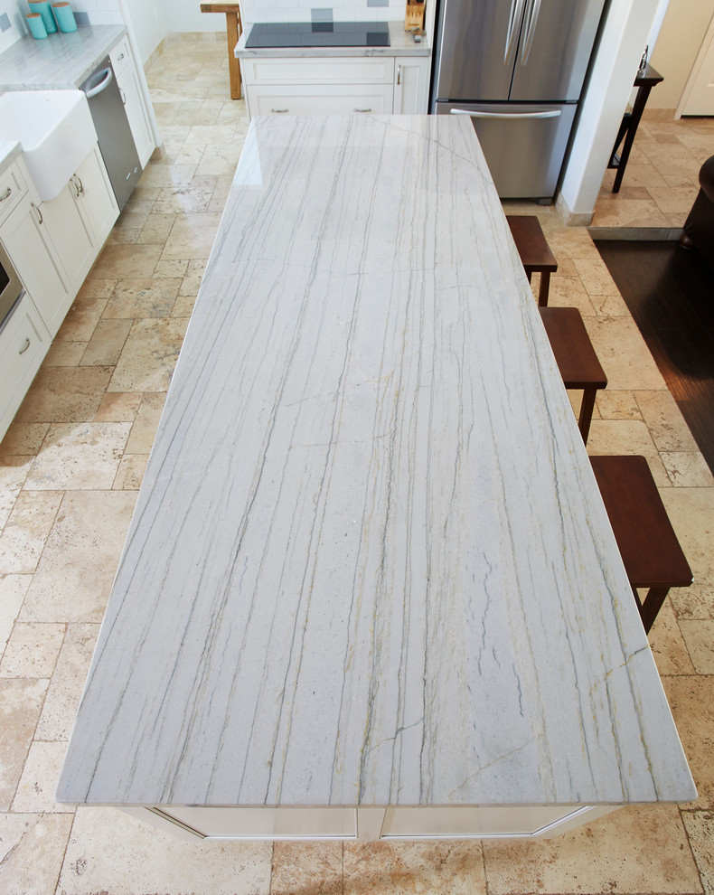 Macaubus White Quartzite Kitchen Island Countertop - Contemporary - Kitchen - Phoenix - by ...