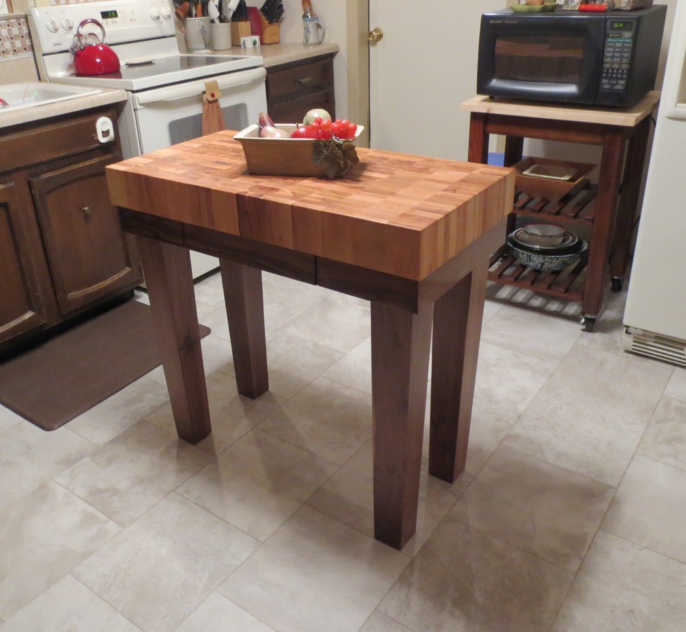 Maple End Grain Gathering Butcher Block Kitchen Island Cart - Arts ...