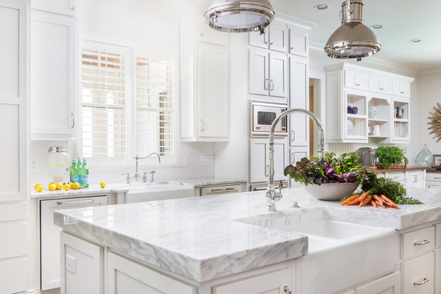 Marble Countertops with Mitered Edge - Transitional - Kitchen - Atlanta ...